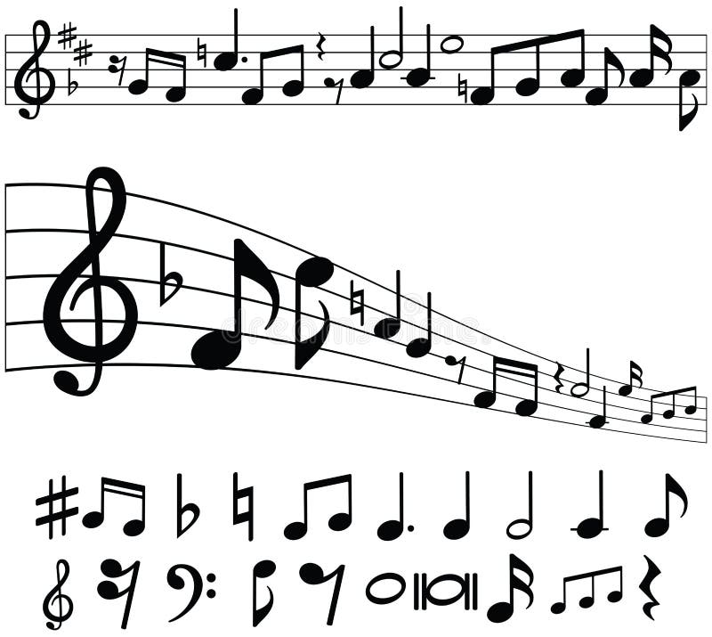 Note e simboli di musica illustrazione vettoriale. Illustrazione di ...