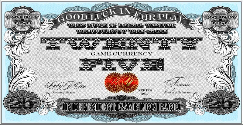 The Note for the Economic Game. Twenty-five Dollars. Stock Vector ...