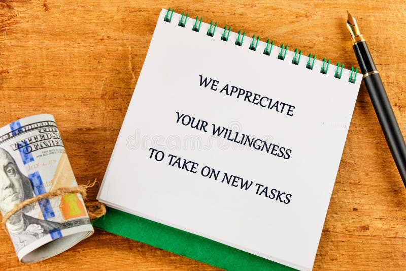 A Note Expressing Appreciation for Taking on New Tasks is Placed on a ...