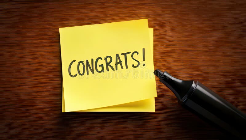 Note Expressing Congratulations on a Wooden Surface with a Marker ...