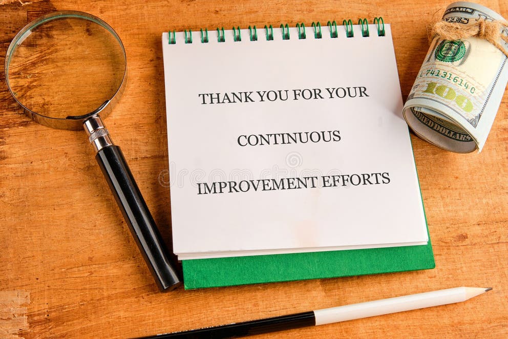 A Note Expressing Gratitude for Continuous Improvement Efforts is ...