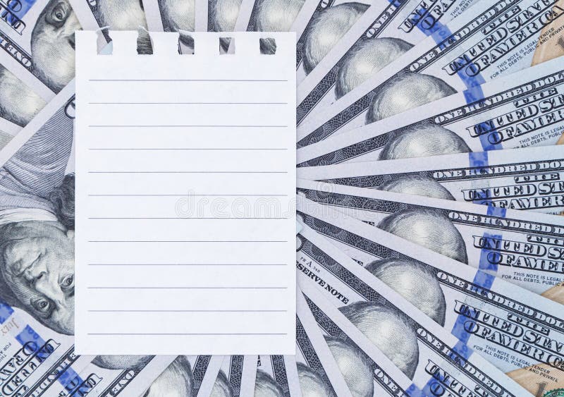 Note on fan-shaped dollars stock photo. Image of banking - 90503514