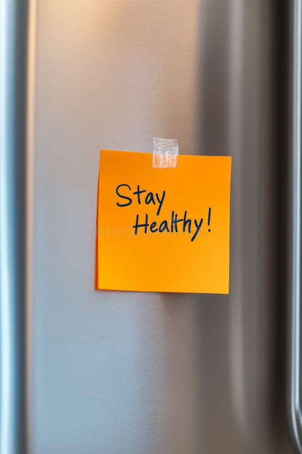 Note on Fridge with "stay Healthy" Message for daily Motivation and ...