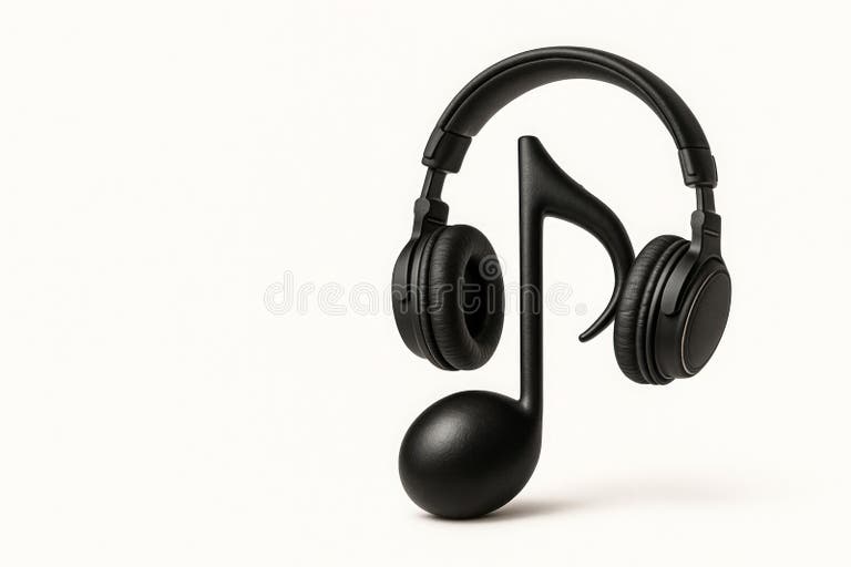 A Note in Headphones, a Visual Metaphor for Music. Space for Text ...