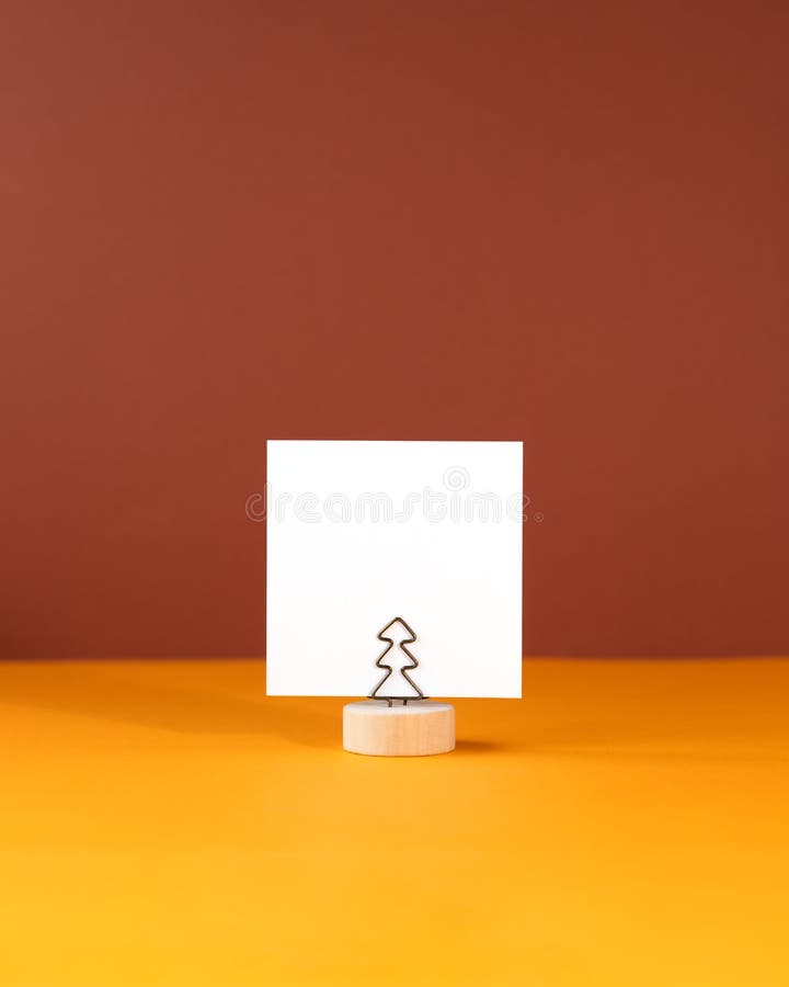 Note Holder with Christmas Tree Shaped Clip and Blank Isolated Card on ...