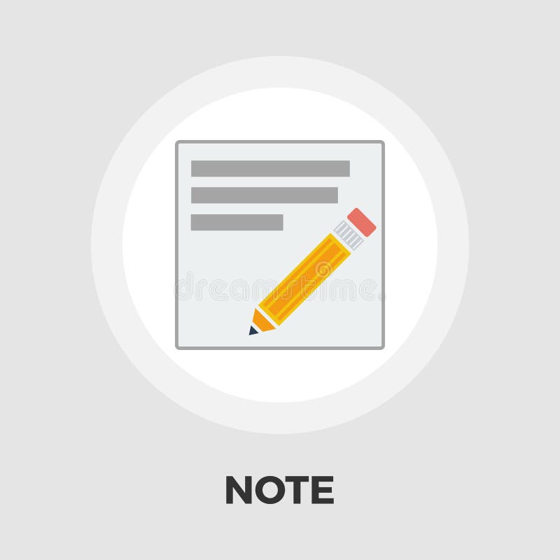 Note Flat Icon stock vector. Illustration of object, note - 93393392