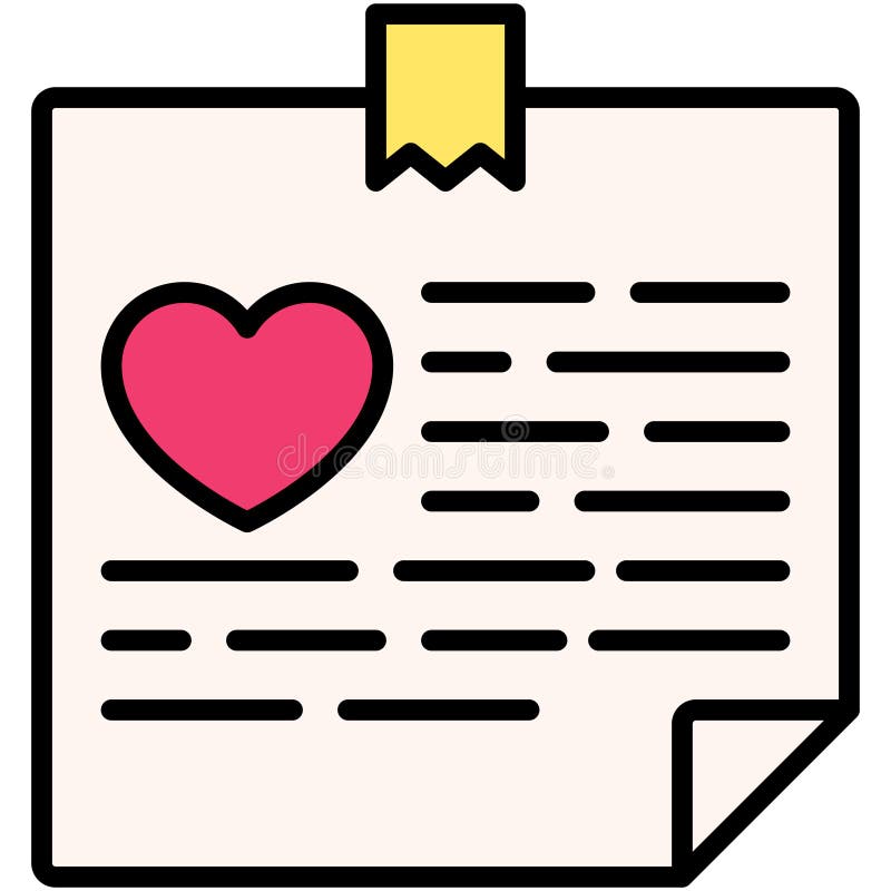 Note Icon, Love and Heart Vector Stock Vector - Illustration of icon ...