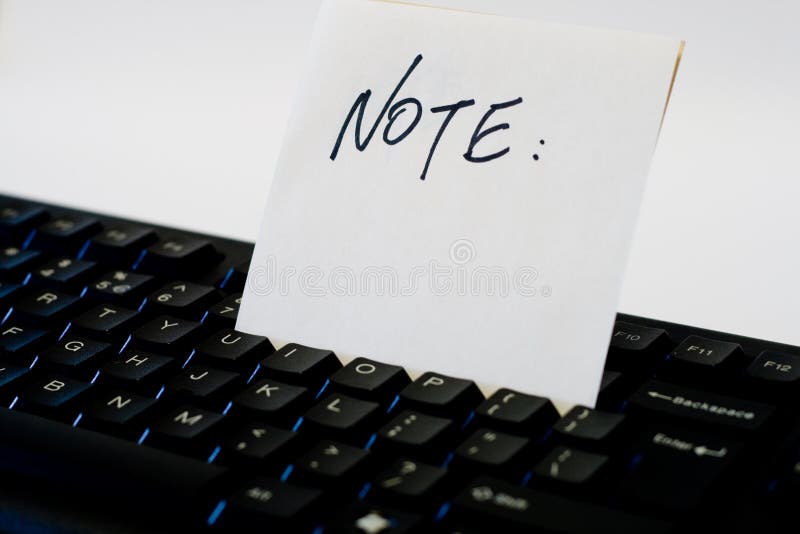 Note on keyboard stock image. Image of email, closeup - 5743073