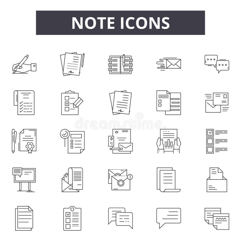 Note Line Icons, Signs, Vector Set, Outline Illustration Concept Stock ...