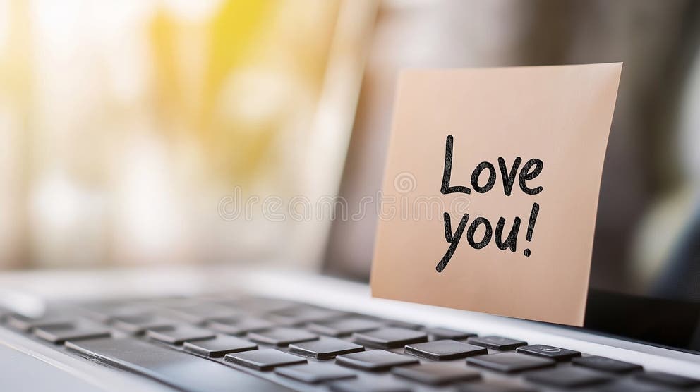 Note with Love Message on Laptop Keyboard Expressing Affection and ...