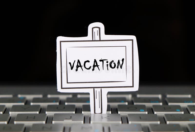 Note on Monitor with Text Vacation! Stock Photo - Image of music ...