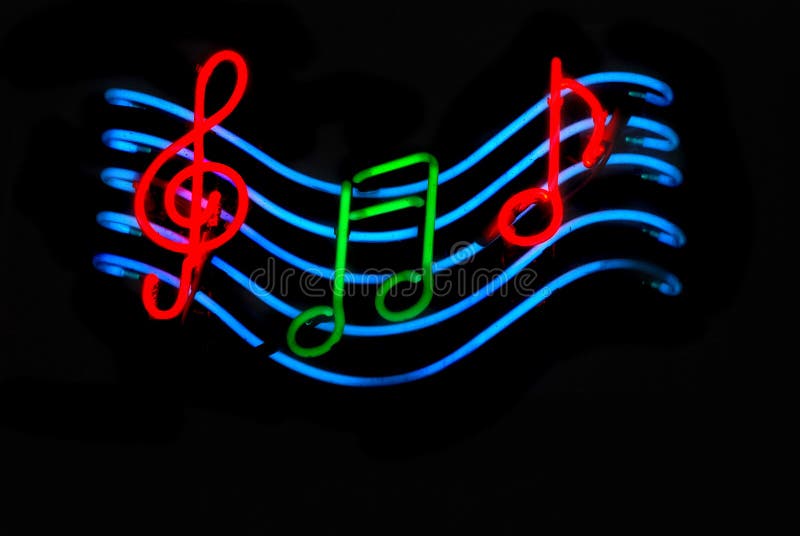 Le Note Musicali Sono Luce, Decorata Con Luce Sulla Parete Immagine ...