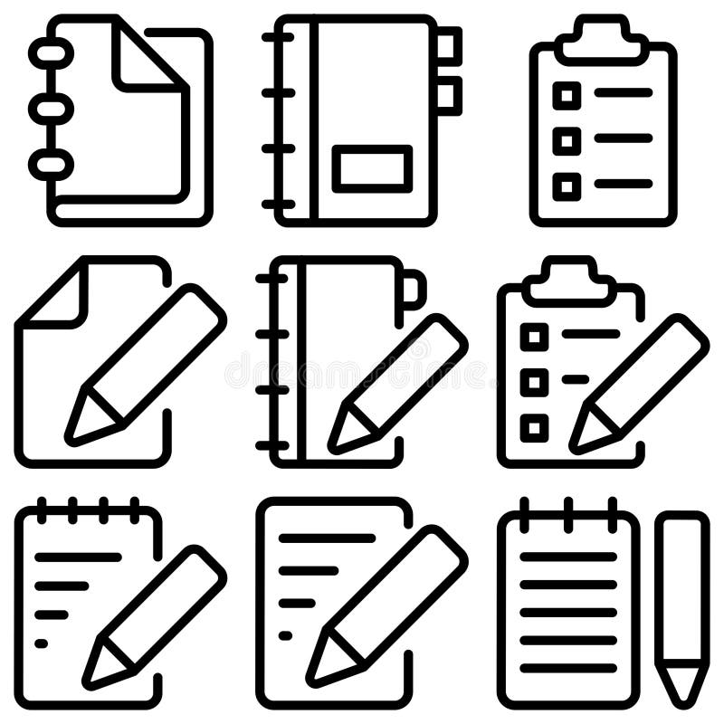 Note Notebook or Journal Diary Icon Set Stock Vector - Illustration of ...