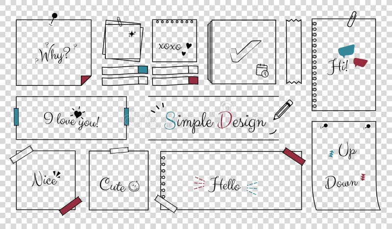 Note Pad Icons Set - Simple Flat Vector Illustrations Isolated on ...