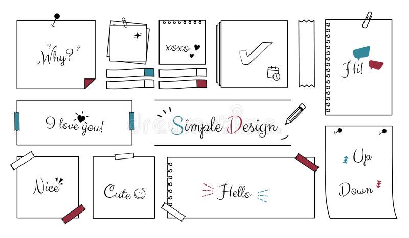 Post Note Sticker Template Set - Colorful Vector Sticky Note ...