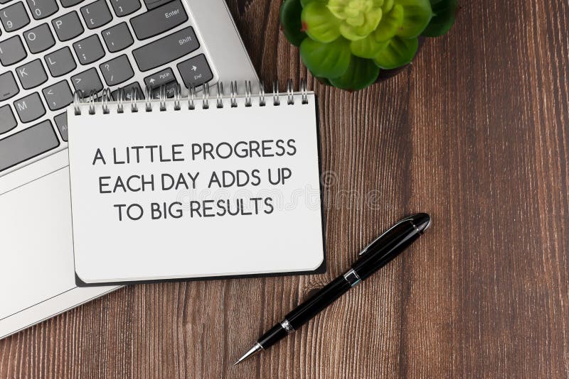 Note Pad with Inspirational Text - a Little Progress Each Day Adds Up ...