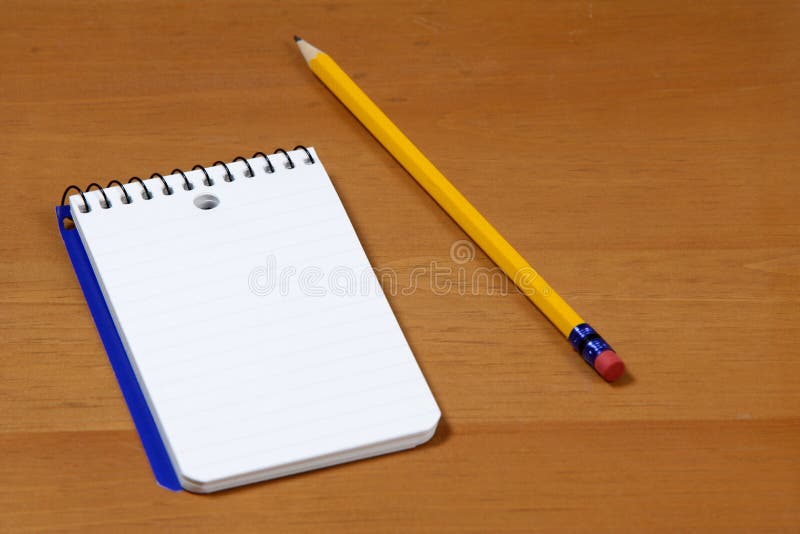 A Note Pad and Pencil on a Desk Stock Photo - Image of binder, notebook ...