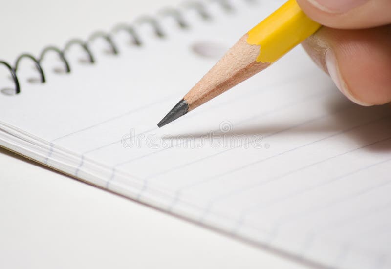 Note Pad With Pencil In Hand Stock Image - Image of letter, drawing ...