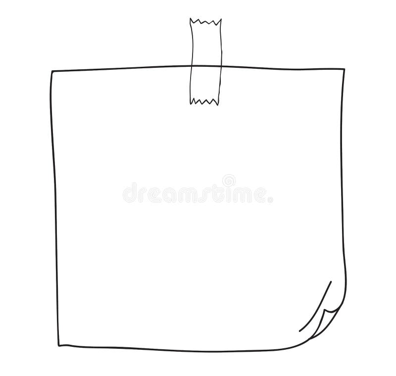Note Pads and Adhesive Tapes Cute Hand Drawn Line Art Vector ...