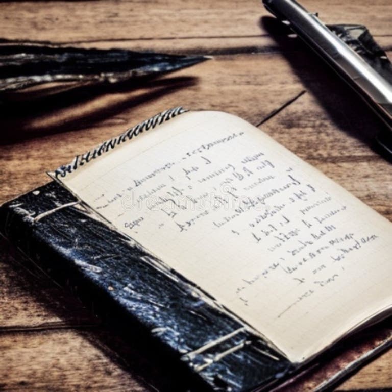 Note Page on a Journal with Cursive Writing Stock Illustration ...