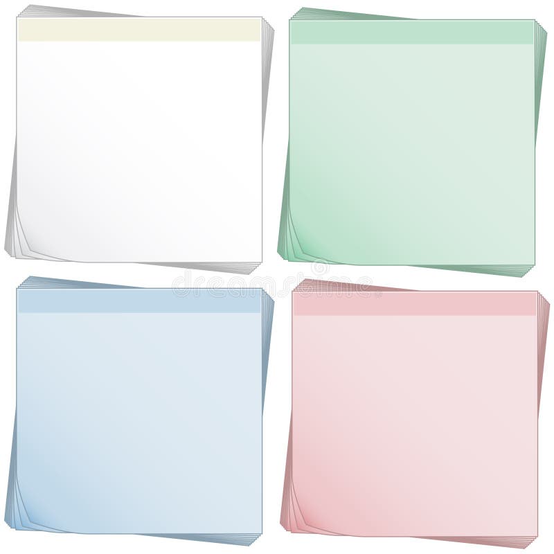 Set of Color Sheets of Note Papers. Four Sticky Notes Stock Vector ...