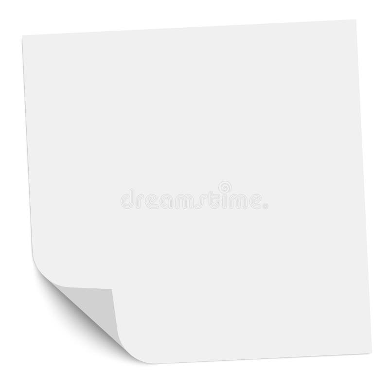 Note Paper with a Bent Left Bottom Corner. Vector Illustration Stock ...