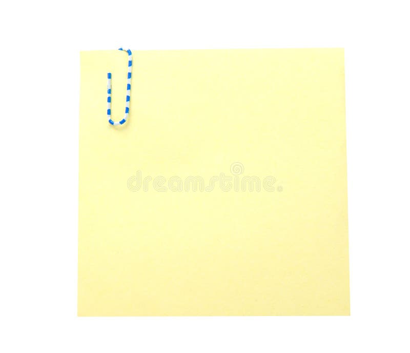 Note with paper-clip stock image. Image of path, isolated - 9276809
