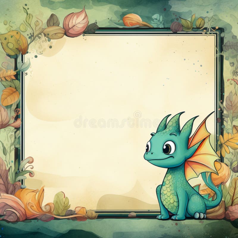 Note Paper with a Cute Little Blue Dragon Stock Illustration ...