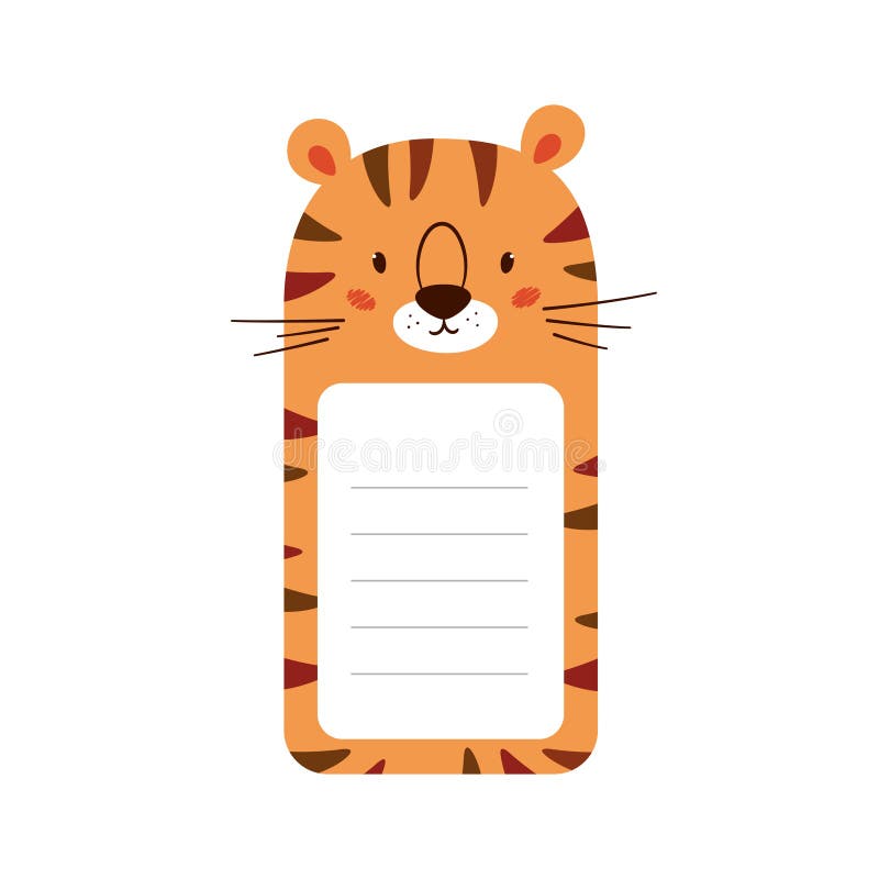 Note Paper Decorated Tiger Head. Cute Animal Sheet Template for Diary ...
