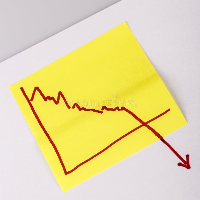 Note Paper with Finance Business Graph Going Down - Loss Stock Image ...