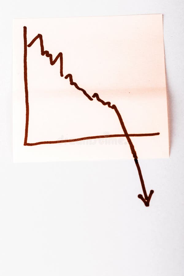 Note Paper with Finance Business Graph Going Down - Loss Stock Photo ...