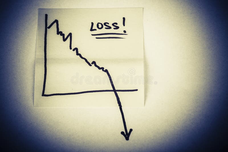 Note Paper with Finance Business Graph Going Down - Loss Stock Photo ...