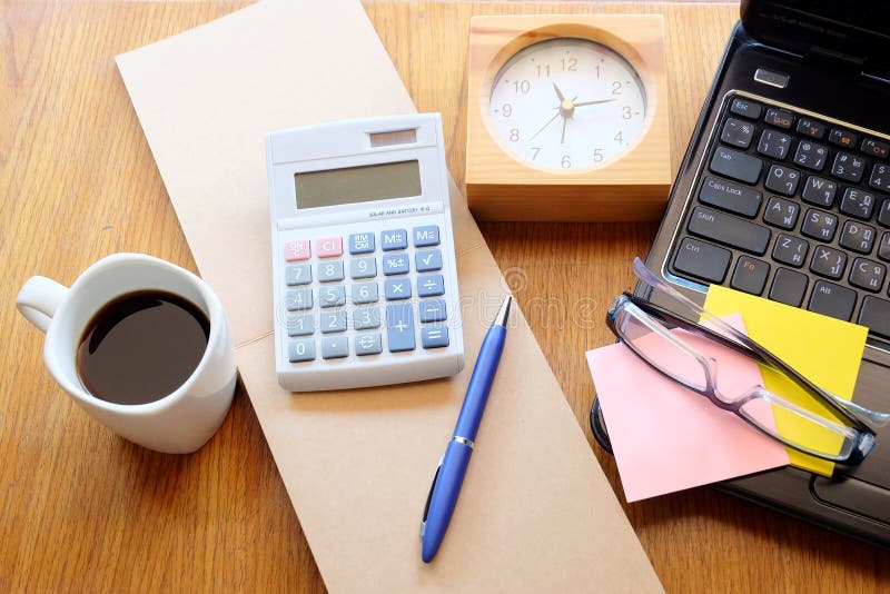 Note paper and laptop stock image. Image of laptop, financial - 97419531