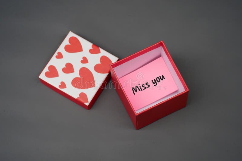 Note Paper with "Miss You" Written in the Gift Box Stock Photo - Image ...