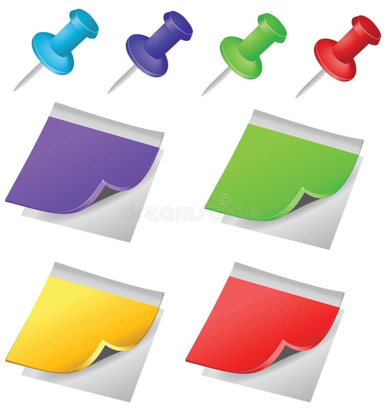 Note Paper Pin stock illustration. Illustration of billboard - 19837681