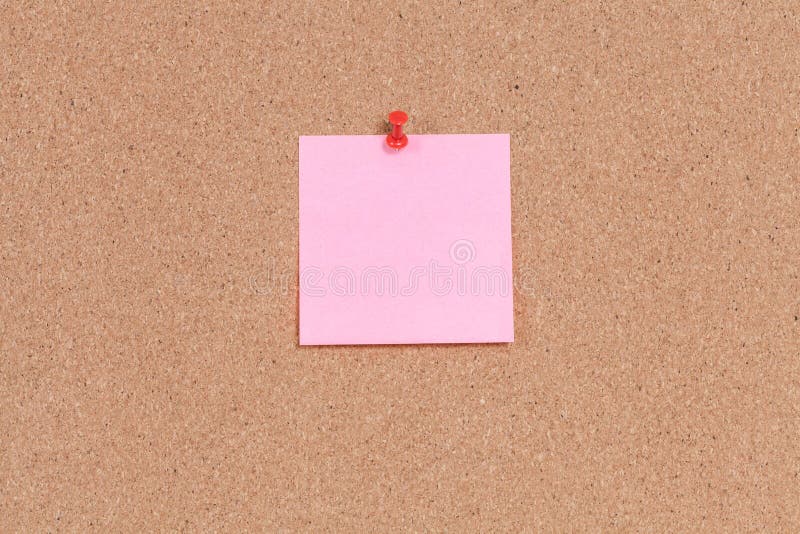 Note Paper with Pin on Cork Board Stock Image - Image of document ...
