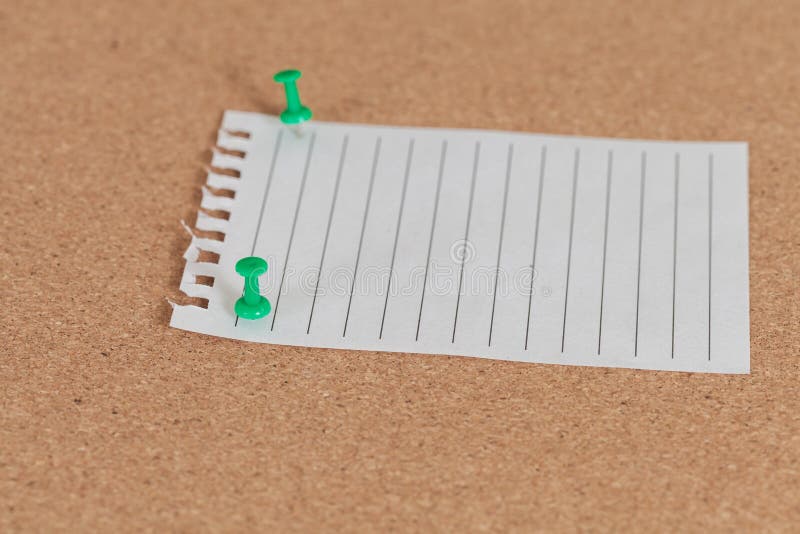 Note Paper with Pin on Cork Board Stock Photo - Image of paper ...