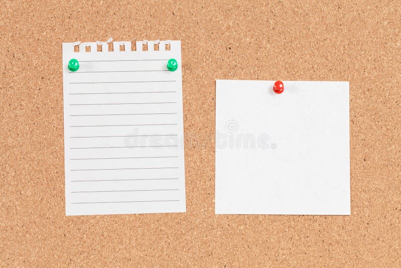 Note Paper with Pin on Cork Board Stock Image - Image of stuck, curled ...
