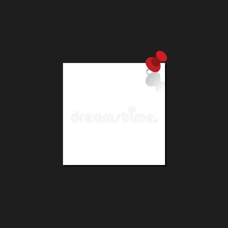 Note Paper with Pin Isolated Flat Design Stock Illustration ...