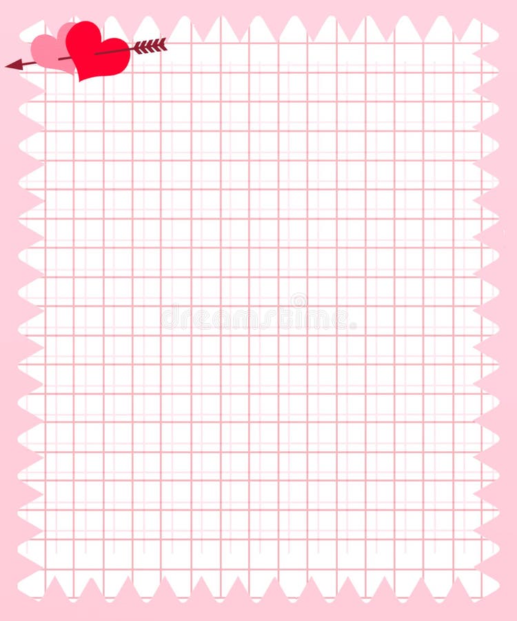 Note Paper of Pink Square with Heart and Arrow Stock Illustration ...