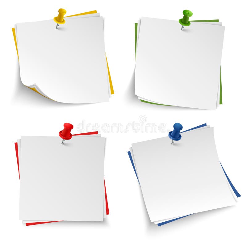 Note Paper with Push Colored Pin Template Stock Vector - Illustration ...