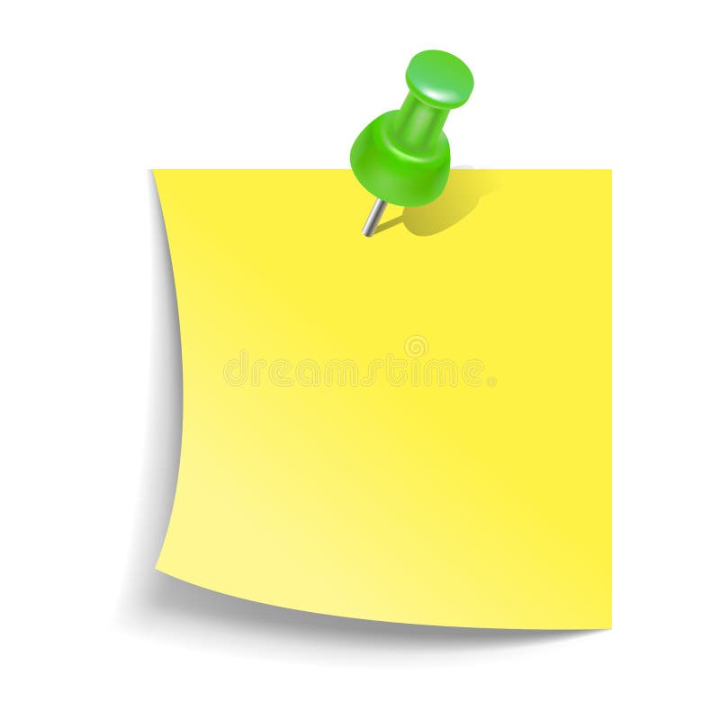 Note Paper with Push Pin Icon, Realistic Style Stock Vector ...