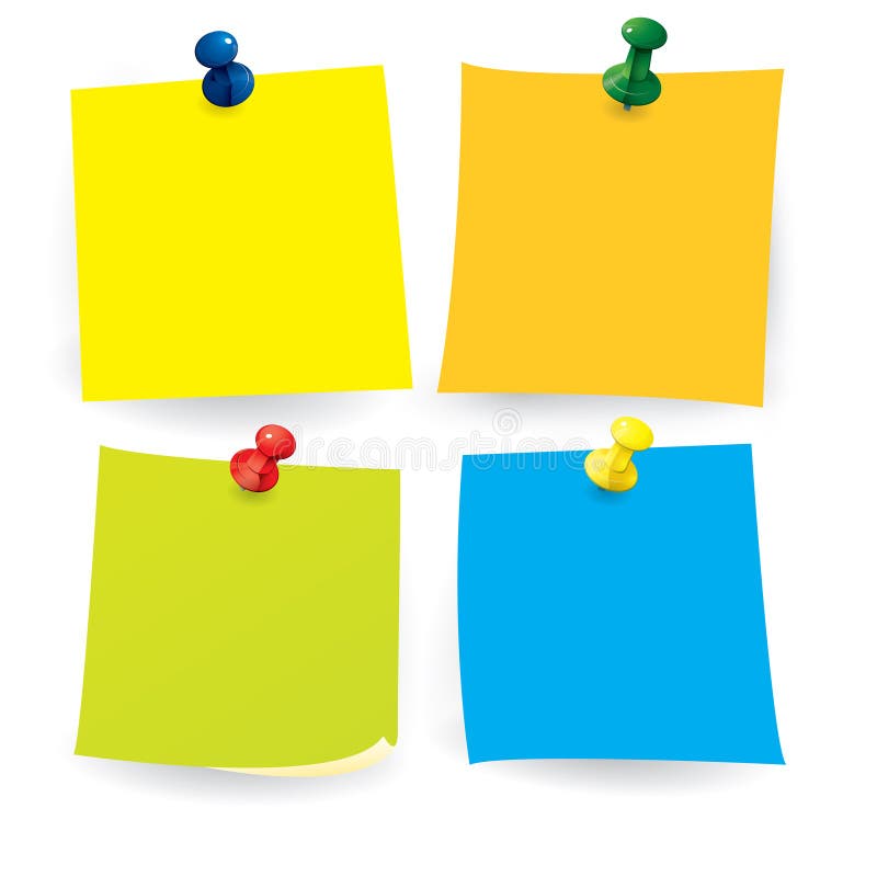 Note Paper with Push Pin stock vector. Illustration of memo - 64370766