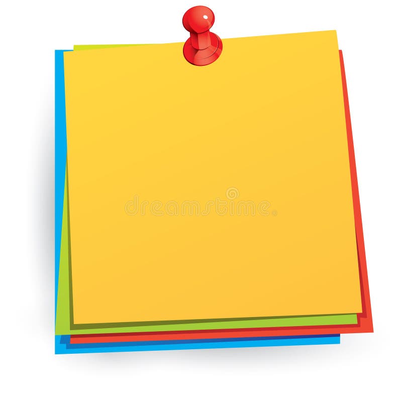 Note Paper with Push Pin stock vector. Illustration of memo - 64370733