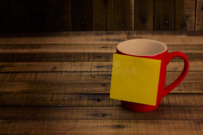 Note Paper and Red Cup on Wood Table, Concept Filter Sepia Stock Image ...