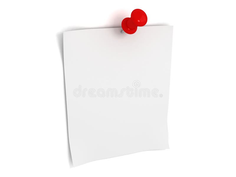 Note paper with red pin stock illustration. Illustration of paper ...