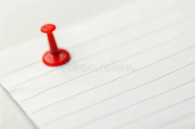 Note Paper with a Red Push Pin. Blank Notebook Page Stock Illustration ...