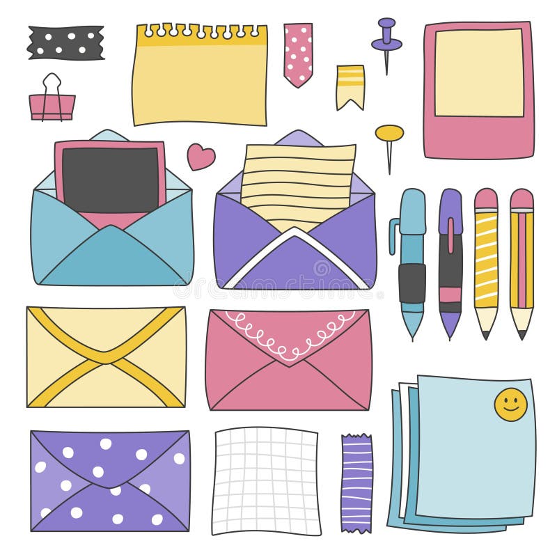 Note Paper and Stationery Element Vector Set Stock Vector ...