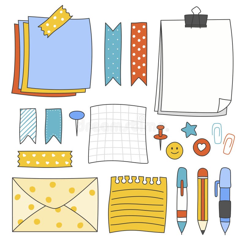 Note Paper and Stationery Element Vector Set Stock Vector ...