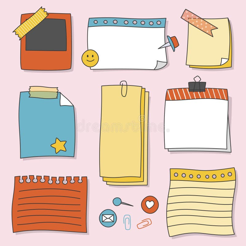 Note Paper or Sticky Note Vector Set Stock Vector - Illustration of ...
